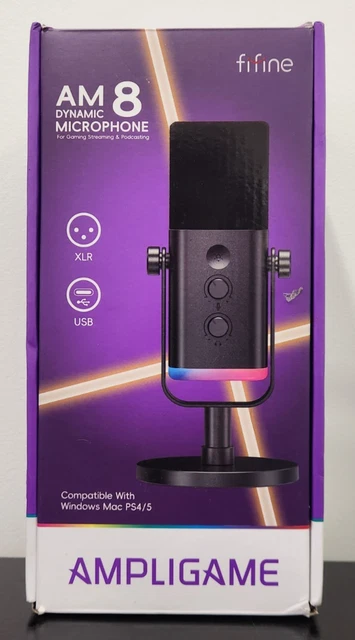 FIFINE AM8 XLR USB Dynamic Microphone Ampligame Black New Open Box $67. ...