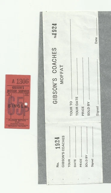 BUS TICKETS; GIBSON'S COACHES + M.S., Moffat £1.16 - PicClick UK