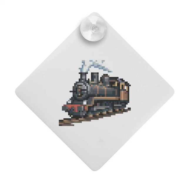 'STEAM-POWERED LOCOMOTIVE TRAIN Pixel Art ' Car Sign (CG00021492) £5.99 ...