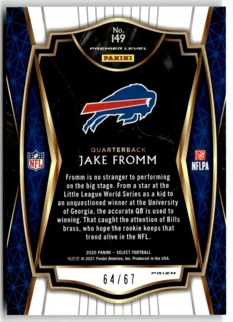 PANINI 2020 SELECT NFL No. 149 Jake Fromm Rookie Dragon Scale SP 64/67 ...