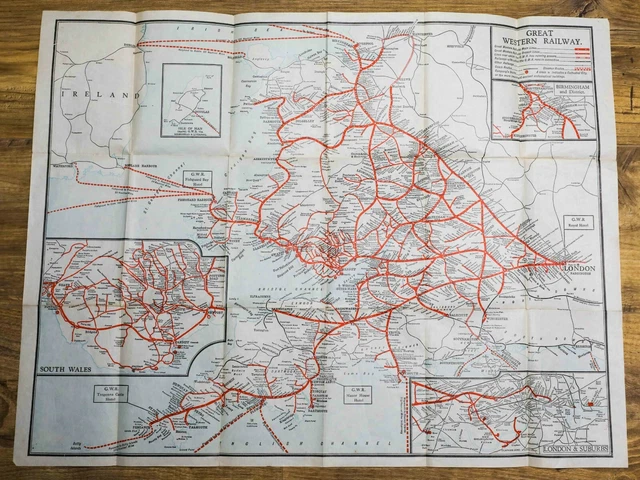 VINTAGE GWR NETWORK railway map c1930 £30.00 - PicClick UK