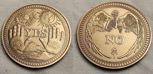 YES NO SILVER Coin Masonic Old Skelton Halloween Moon Help Me Decide ...
