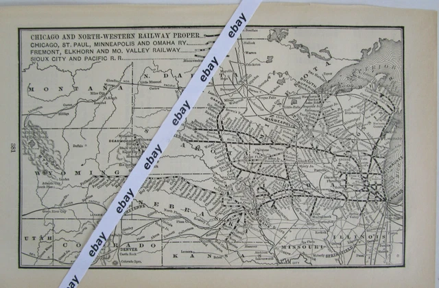 C&NW CHICAGO & NORTH-WESTERN RAILWAY Map from 1912 Poor's Railroad ...