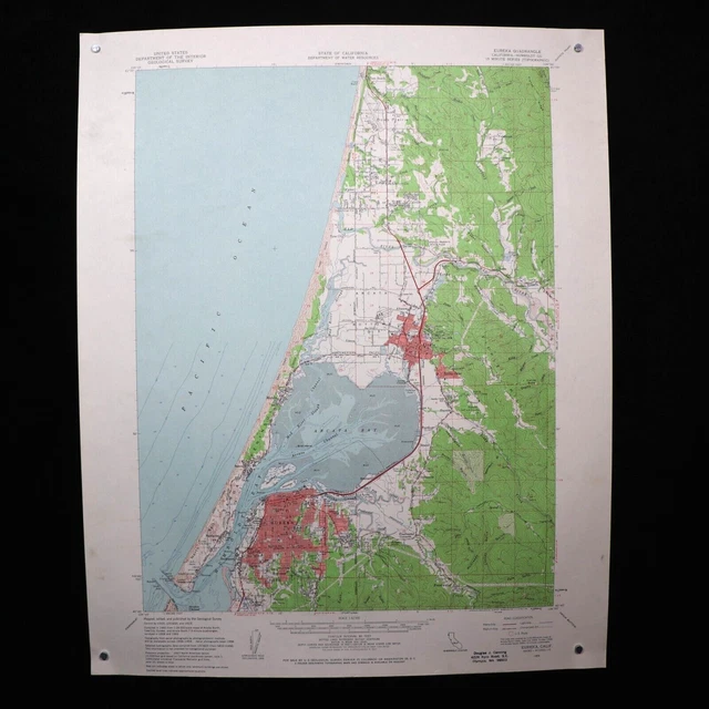 US GEOLOGICAL SURVEY Map Scale 1/62500 Topographic Sheet Eureka Arcata ...