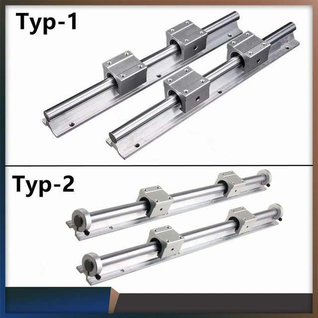 2X SBR12/16/20/25 LINEARFÜHRUNG Gleitschiene+4x Linearblock &4x Befestigungsring EUR 27,50 ...