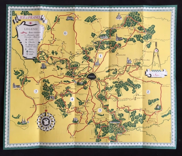 ILE DE FRANCE 1947 French Government Tourist Poster Map by Jean Moles £ ...