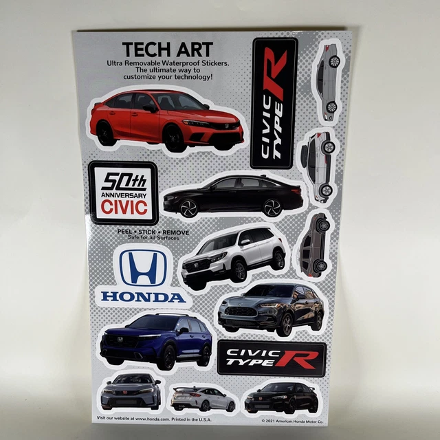 HONDA CIVIC TYPE R Car Logo Sticker Vinyl Decal Sheet 50th Anniversary ...