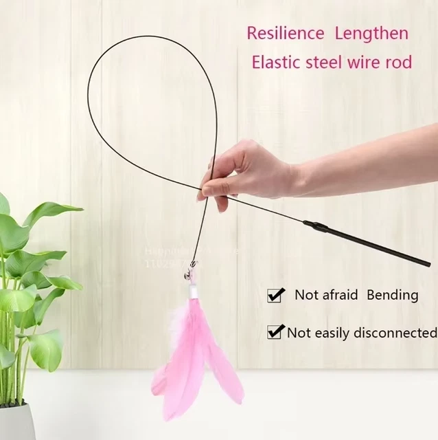 CAT TOY CAT Teaser Stick with Bell Extended Rod Suction Cup Self High ...