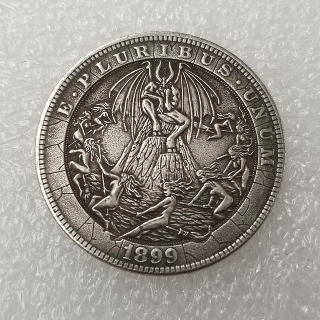 1899 DEVIL MEDITATION One Dollar Coin Hobo Nickel Coin Collection Y1 $0 ...