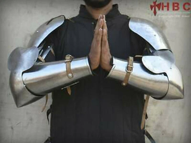 MEDIEVAL ARM ARMOR Buhurt plate protection with straight bracers 14th ...