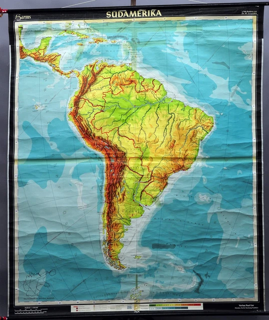 ROLLABLE MURAL MAP Wall Chart Poster Print South Americas Economy £171. ...