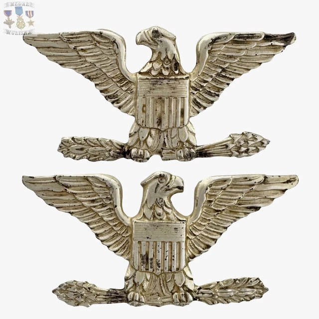 PRE WW2 US Army Usmc Colonel Insignia 🦅 Eagles Sterling Sugarman Screw ...