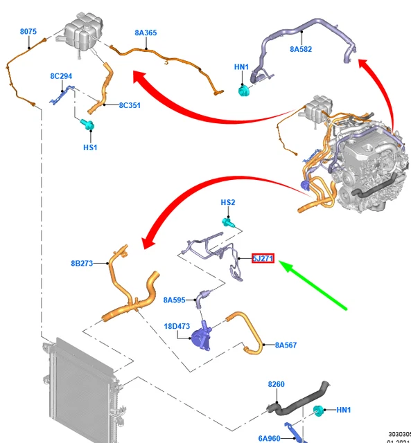 FORD RANGER T6 MK1 Cooling System Tube Hose Assy 2344947 NEW GENUINE £ ...