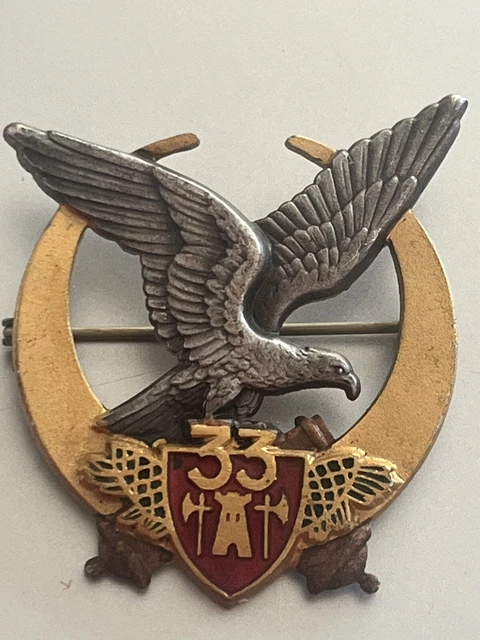 OLD INSIGNIA 33TH REGIMENT ARTILLERY NORTH AFRICA ARTHUS BERTRAND PARIS ...