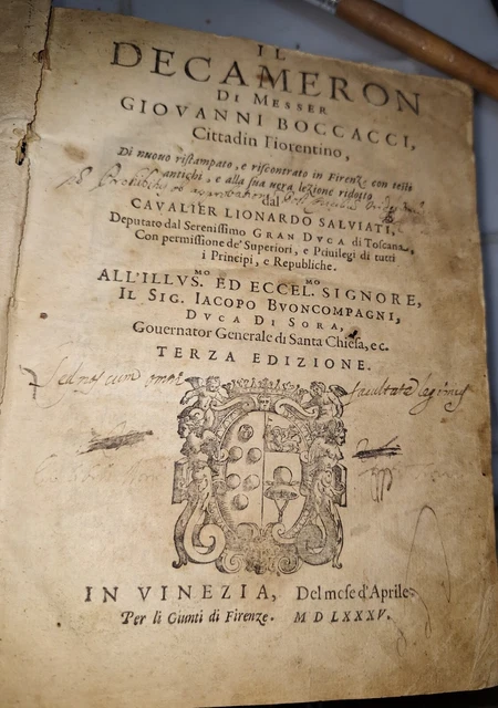IL DECAMERON DI Messer Giovanni Boccaccio .1585 EUR 999,00 - PicClick IT