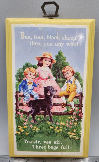 VINTAGE MOTHER GOOSE Nursery Rhyme Wooden Wall Plaques 5x8” VTG 70s ...