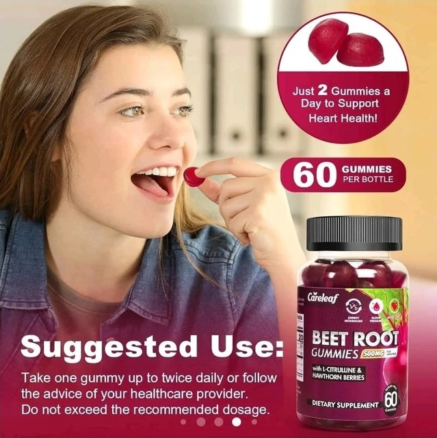CARELEAF BEET ROOT Sugar Free Gummies For Blood Pressure , Healthy ...