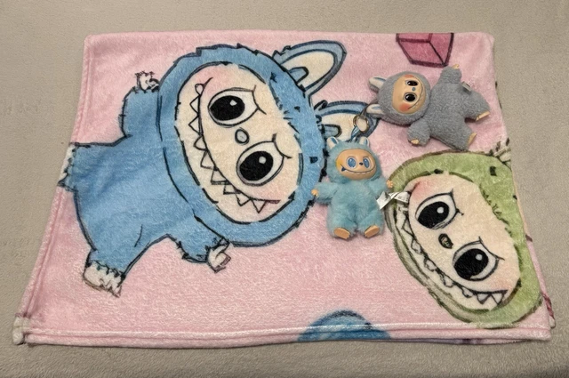 LABUBU FLEECE BLANKET and Two Teddies Soft Plush Toys for Kids VGC £5. ...