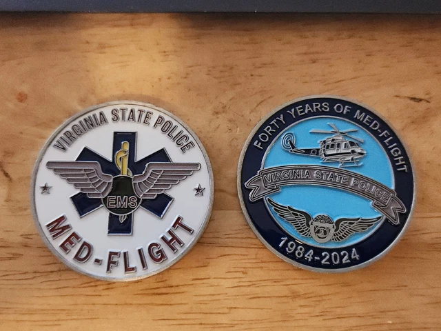 CHALLENGE COIN VIRGINIA State Police Aviation Med-Flight 40th ...