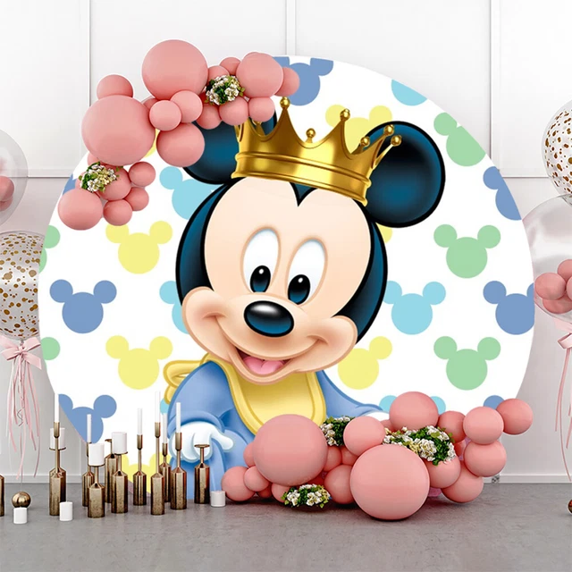 ROUND BACKDROP BIRTHDAY Background Mickey Mouse Baby Shower Party ...