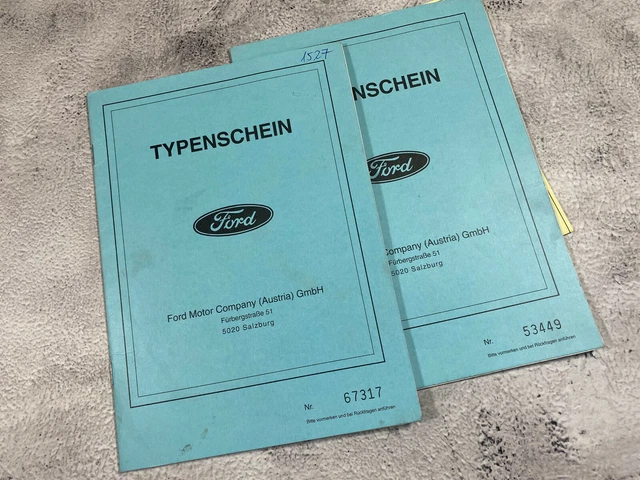 TYPENSCHEIN FORD FOCUS 2 Stk. 99 + 00 Österreich Sammler EUR 6,50 ...