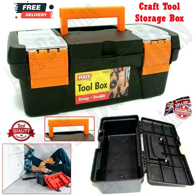 LARGE PLASTIC MINI Tool Box Chest Lockable Storage Organiser Builders ...
