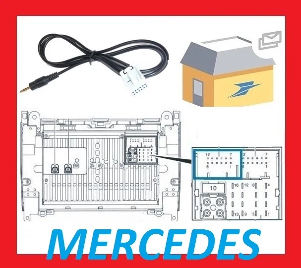 CABLE AUXILIAIRE AUX adaptateur mp3 autoradio Mercedes Classe C W203 ...