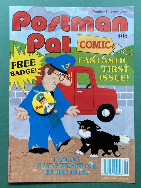 POSTMAN PAT #1 Comic First Issue w. Badge VG/FN (London Editions 1990 ...
