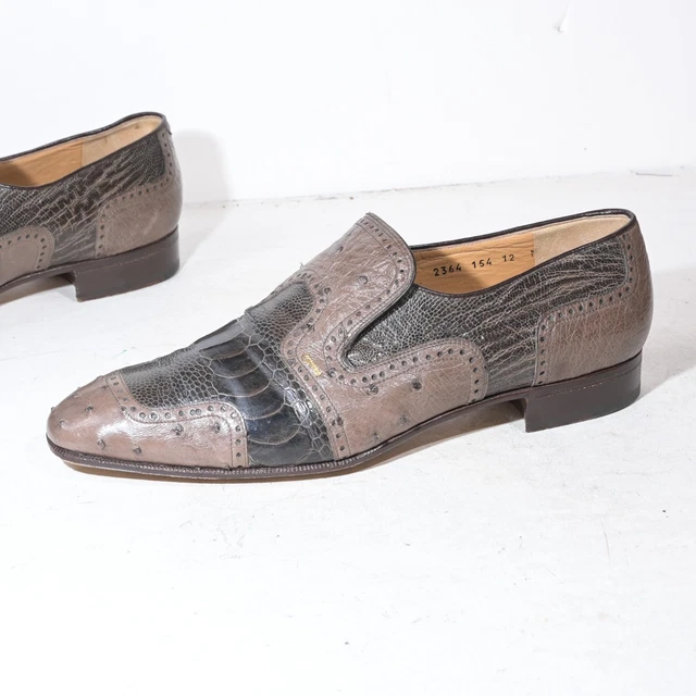 MAURI 2364 OSTRICH Leg & Quill Loafers, sz 12 Made in Italy Gray £119. ...