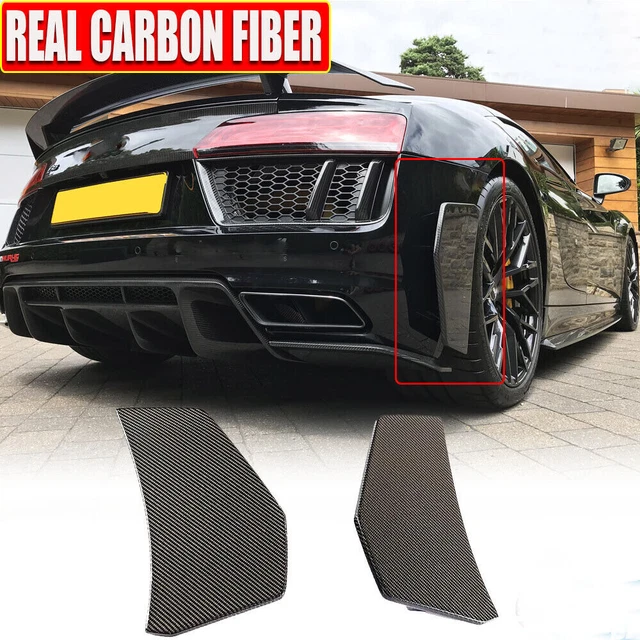 REAL CARBON REAR Bumper Splitters Vent Canards Fins For Audi R8 v10 ...