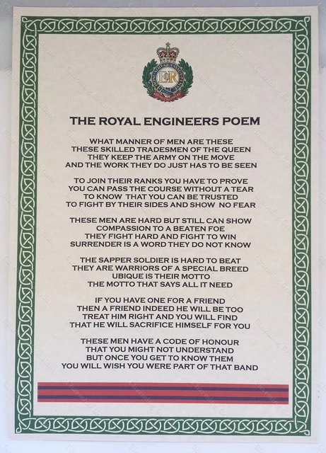 ROYAL ENGINEERS POEM British Army Corps Regiment RE £5.00 - PicClick UK