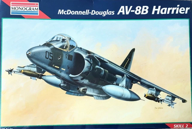 MONOGRAM MCDONNELL DOUGLAS AV-8B Harrier Airplane Model Kit 1/48 Scale ...