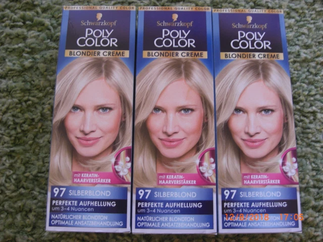 SCHWARZKOPF POLY COLOR Creme Haarfarbe 97 Silberblond , 3er Pack EUR 3 ...