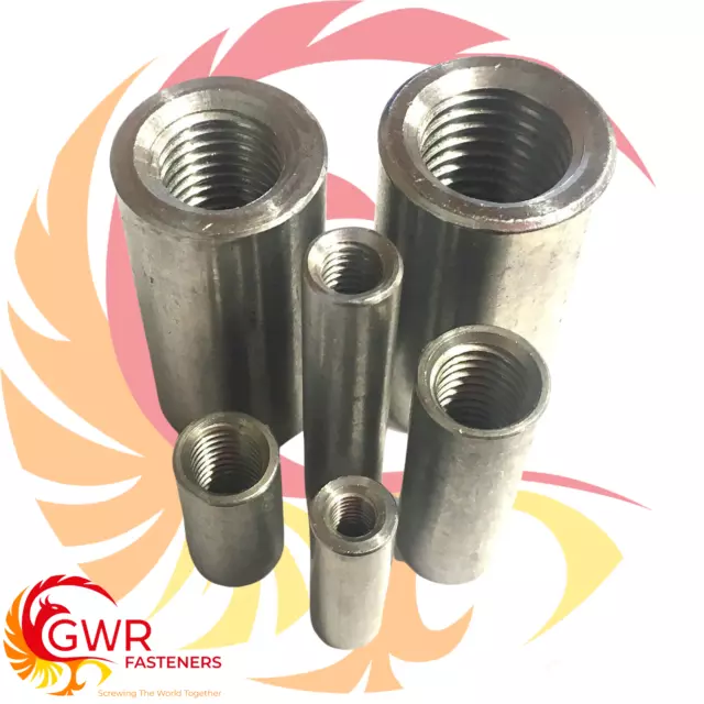 M6 M8 M10 M12 M16 M20 Round Threaded Stud Connector Nuts A2 Stainless ...