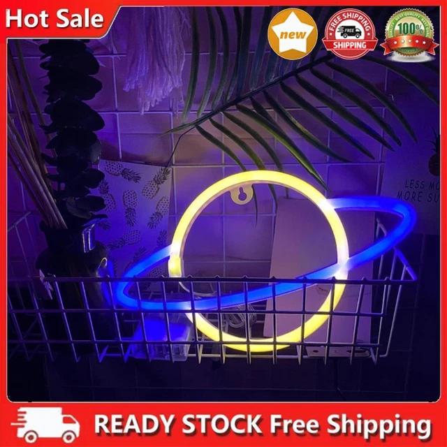 ELLIPTICAL PLANET SHAPED Sign Neon Lamp LED Dual Use Night Light Decor ...