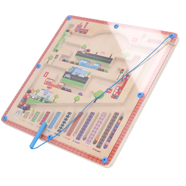 WOODEN MAGNETIC COLOR Number Counting Maze Fine Motor Skills ...