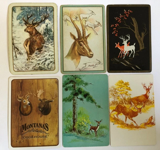 DEER MOOSE BUCK Antelope Forest Scenery Vintage Swap Playing Card Mixed ...