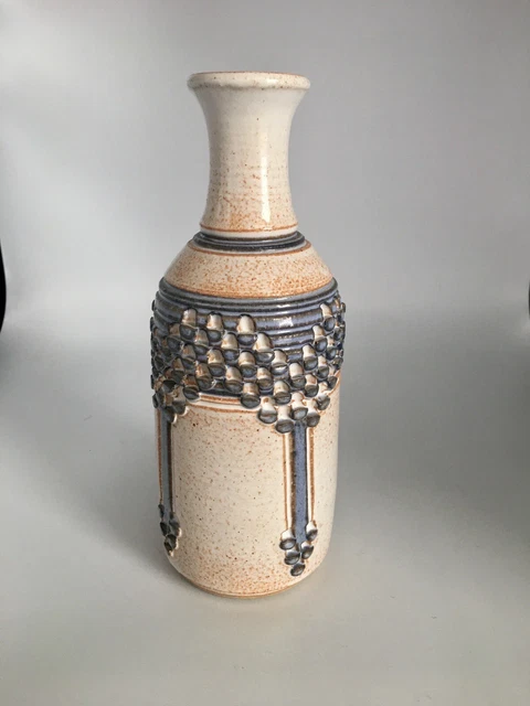 RARE VTG SIGNED Jerry L. Josserand Studio Pottery Geometric Textured ...