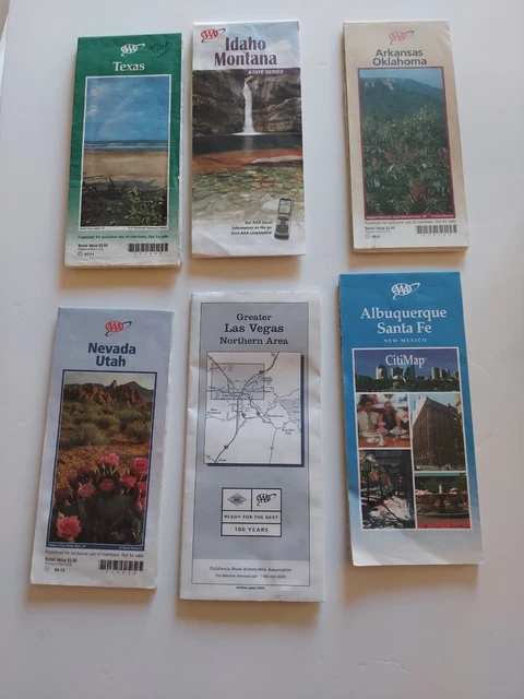 VINTAGE AAA FOLDING Riad Maps Travel Maps Late 90's Early 2000's Nevada ...