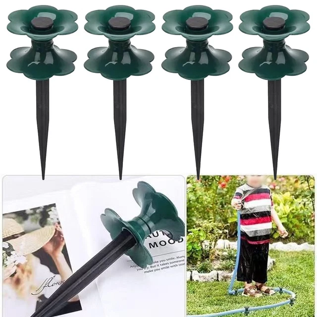 4×WATER PIPE SUPPORTS Guide Wheels Garden Hose Guide Peg Stake Hose ...