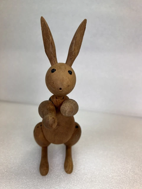 VINTAGE KAY BOJESEN Denmark Articulated Oak Bunny Rabbit 1957 Mid ...