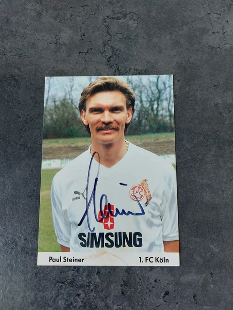 AUTOGRAMM AK AUTOGRAMMKARTE Paul Steiner 1. FC Köln Samsung Satz 1987/ ...