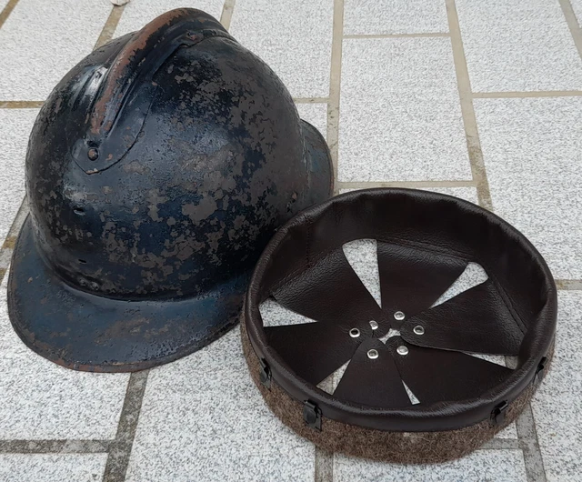 WW2 COIFFE D'INTÉRIEUR cuir marron casque Adrian mod.26 1926 helmet ...