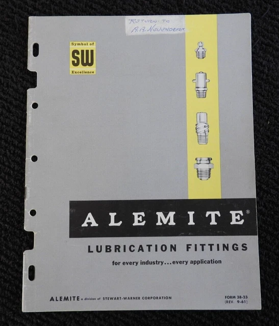 1961 BORG-WARNER ALEMITE Industriel Lubrification Fixations Catalogue ...