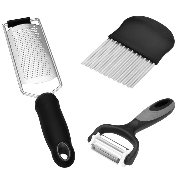 3 PIECE MEAL Prep Bundle Peeler, Grater and Slicer Stainless Steel Set ...