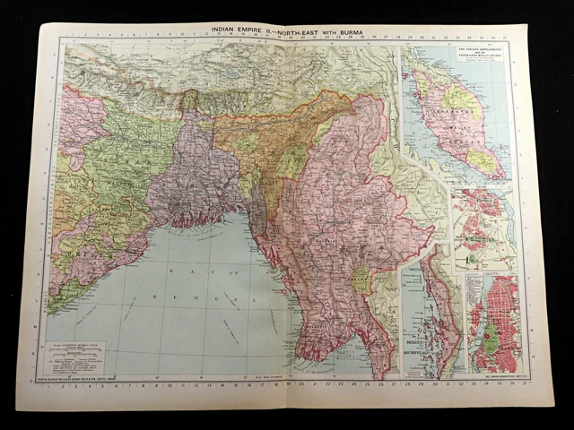 WW2 MAP INDIA Indian Empire Delhi Calcutta Burma Wartime War Geography ...