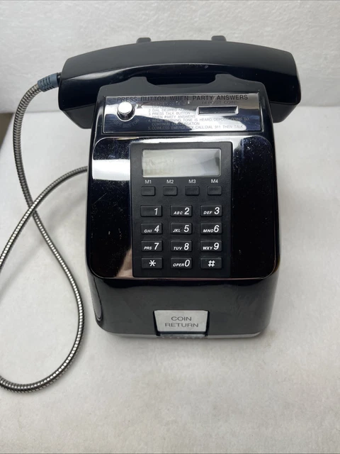 VINTAGE PAYPHONE TABLE Top Coin-Op Phone w/ Key Black/Chrome £115.14 ...