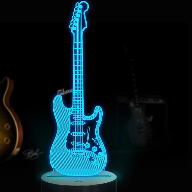 3D LED GUITAR Night Light USB Small Table Lamp Novel Illusion Lamp ...