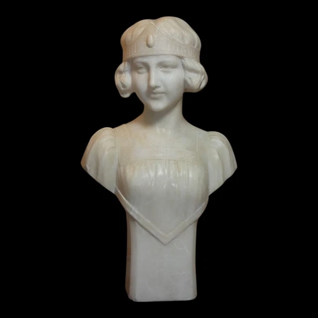 BUSTE DE JEUNE femme époque Art Nouveau en marbre de Carrare 1900 EUR 1 ...