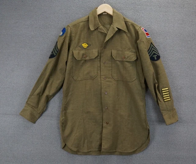 WW2 US ARMY Service Shirt Mens 14.5-32 OD Field WWII Army Air Corps ...